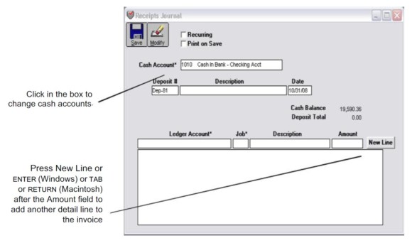 How to Use Receipts Journal in MultiLedger? - CheckMark Knowledge Base