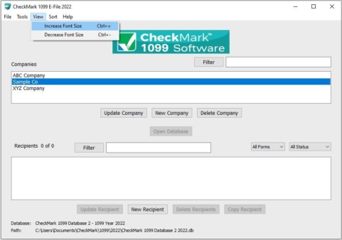 How to Set Screen Font Size in CheckMark 1099 Software - CheckMark Knowledge Base