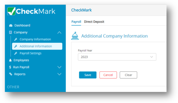 Setting up additional information for payroll - CheckMark Online Payroll